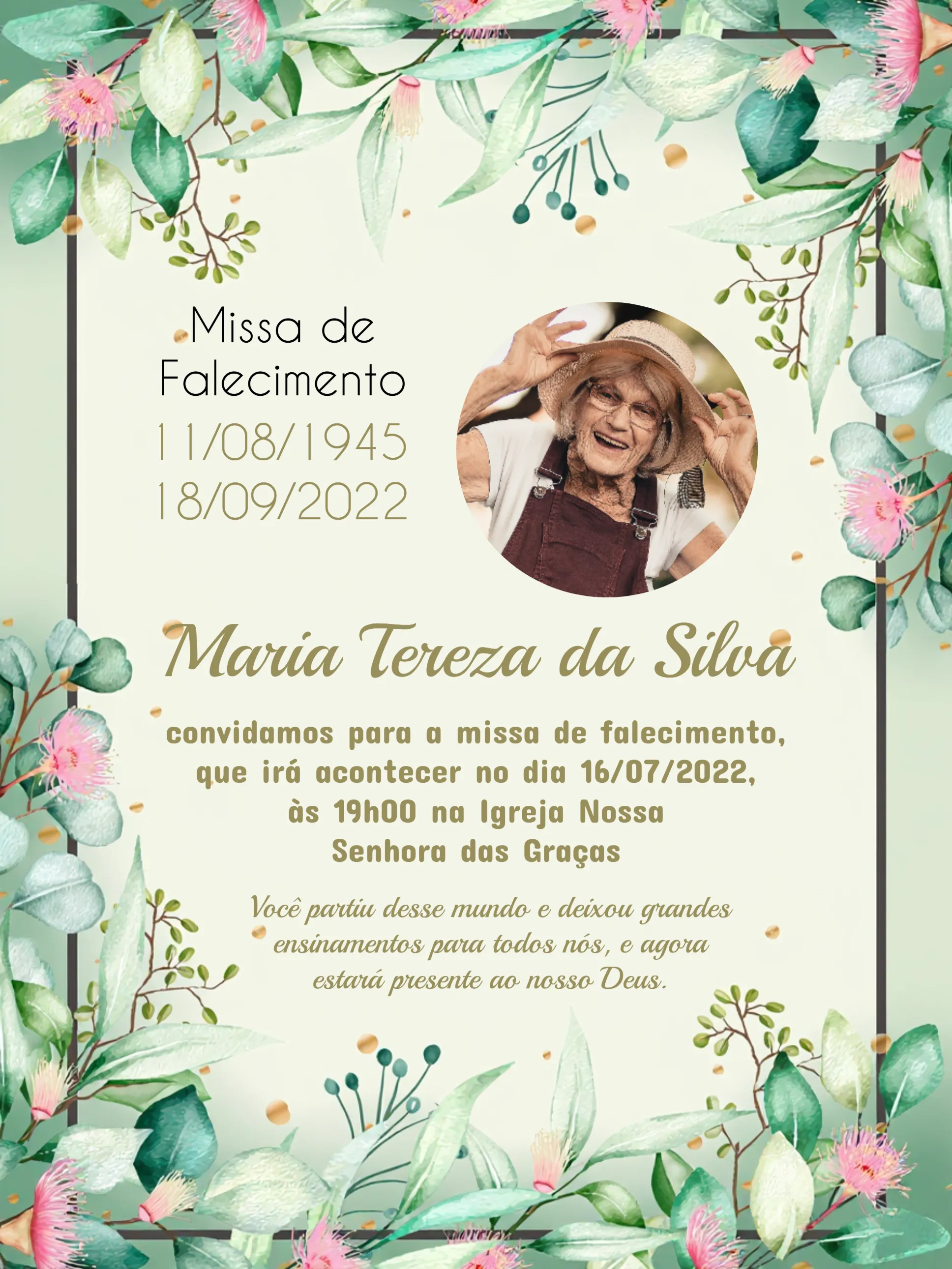 Funeral Mass With Pink Photo | Digital Invitations | Convitede