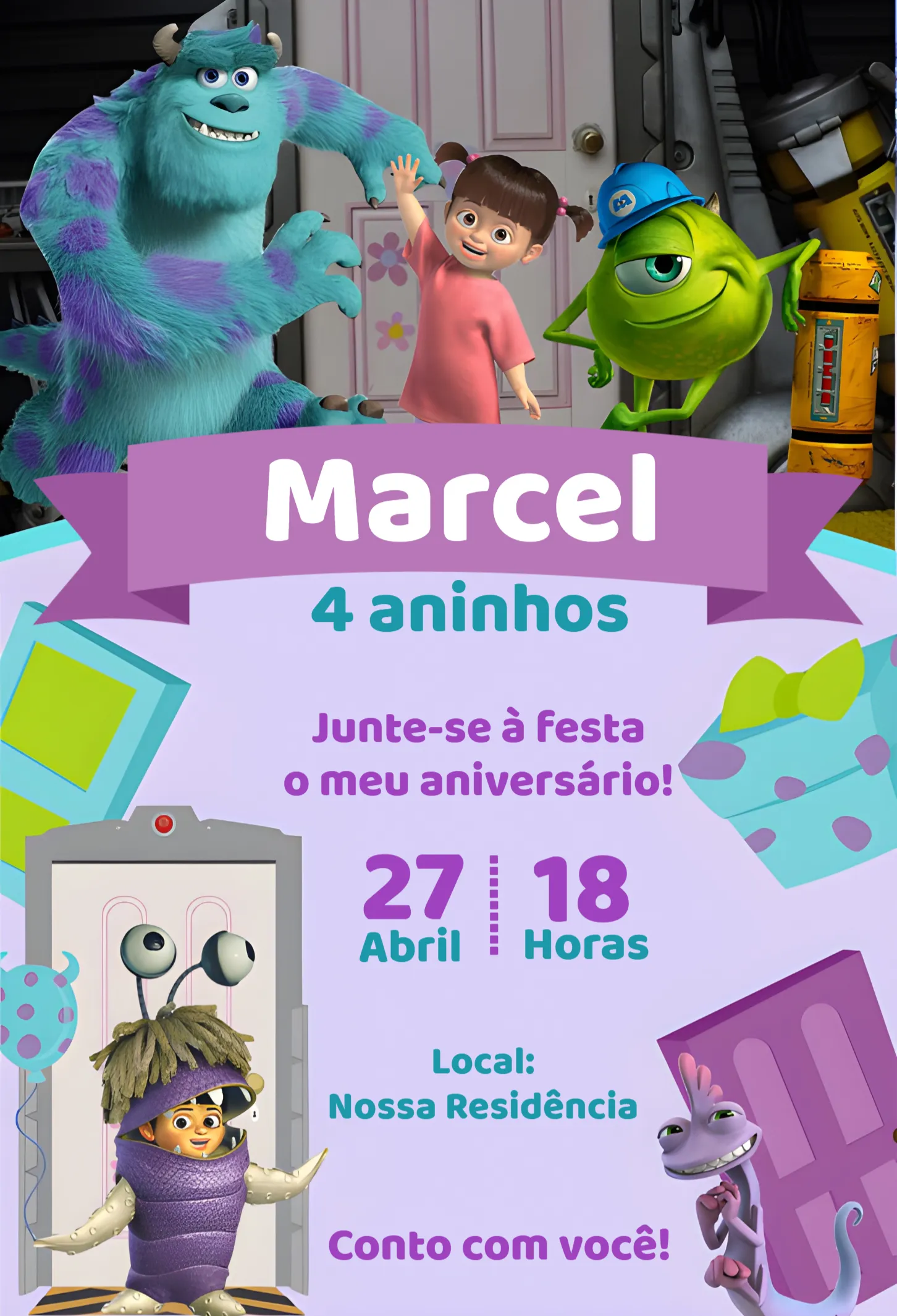 Invitación Digital Monstruos Sa Editar - Más Buscados | Convitede