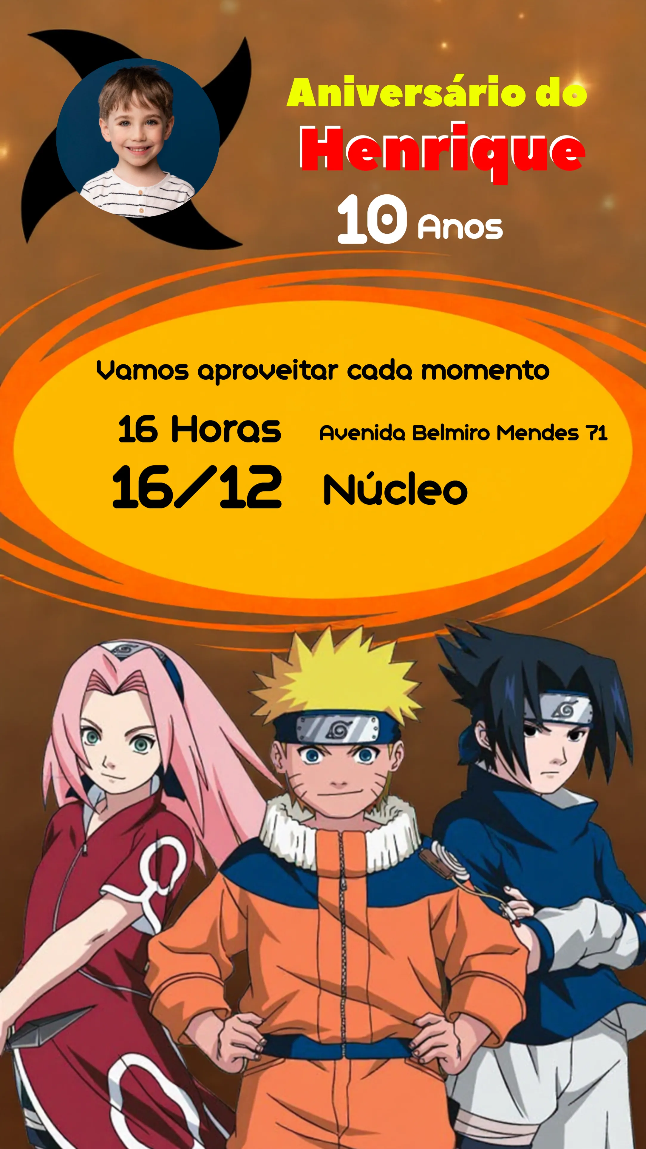 Digital Invitation Naruto With Anime Photo - Children's Birthday ...