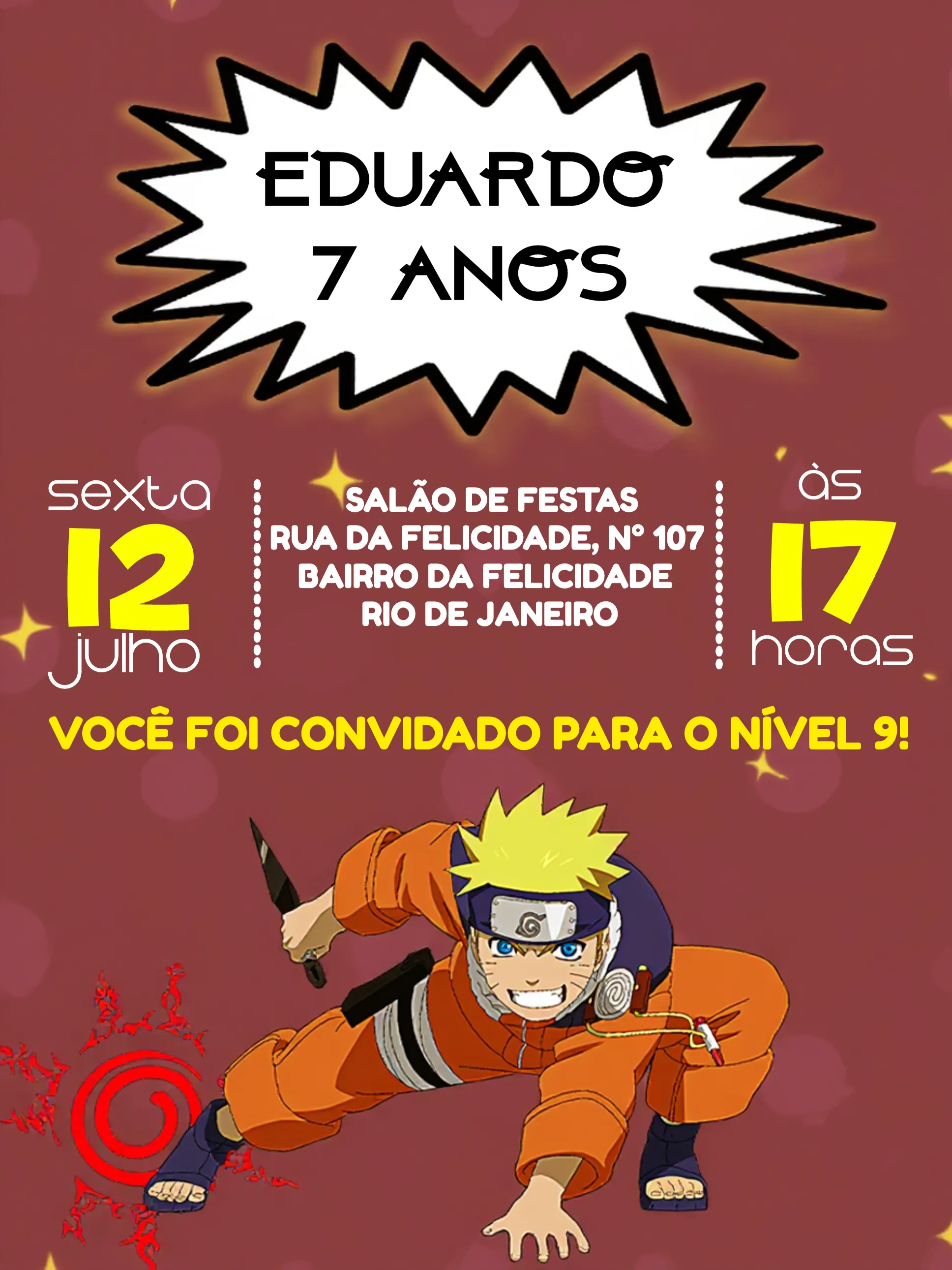 Digital Naruto Invitation - Children's Birthday | Convitede