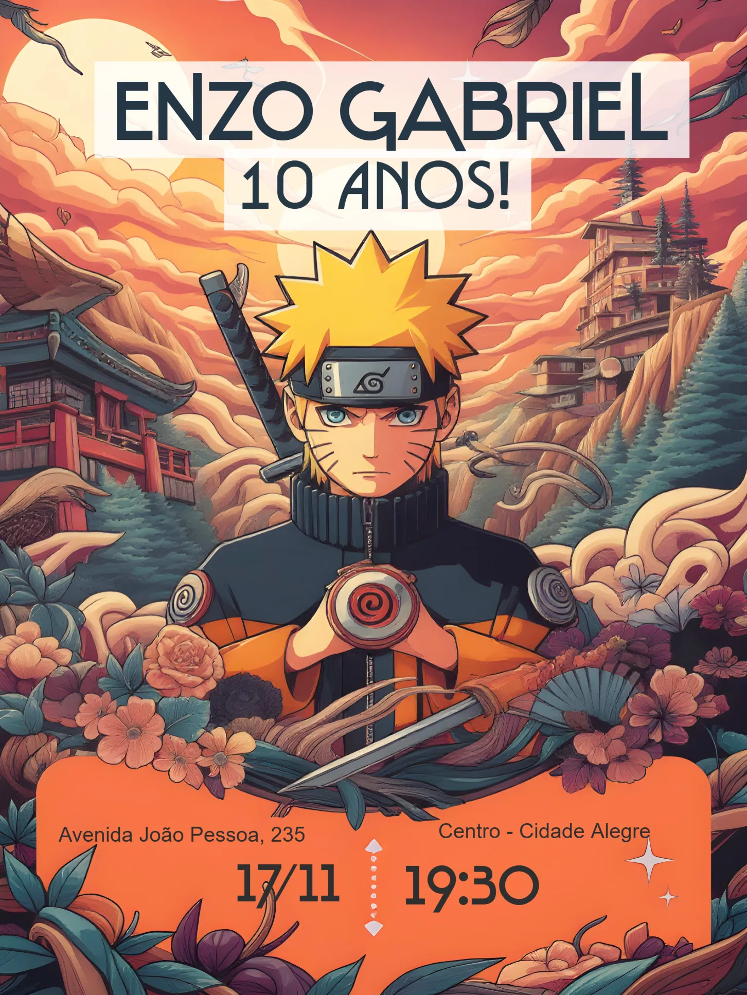 Naruto Party: Digital Invitation for Kids Birthday | Convitede