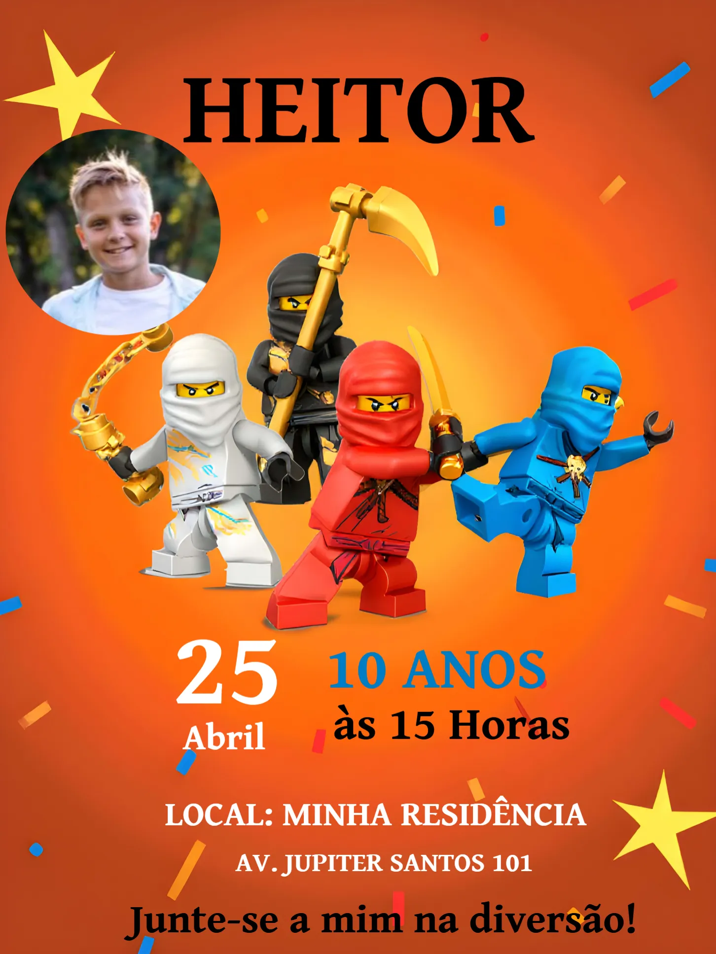 Digital Ninjago Lego Invitation With Photo - Top Searches | Convitede
