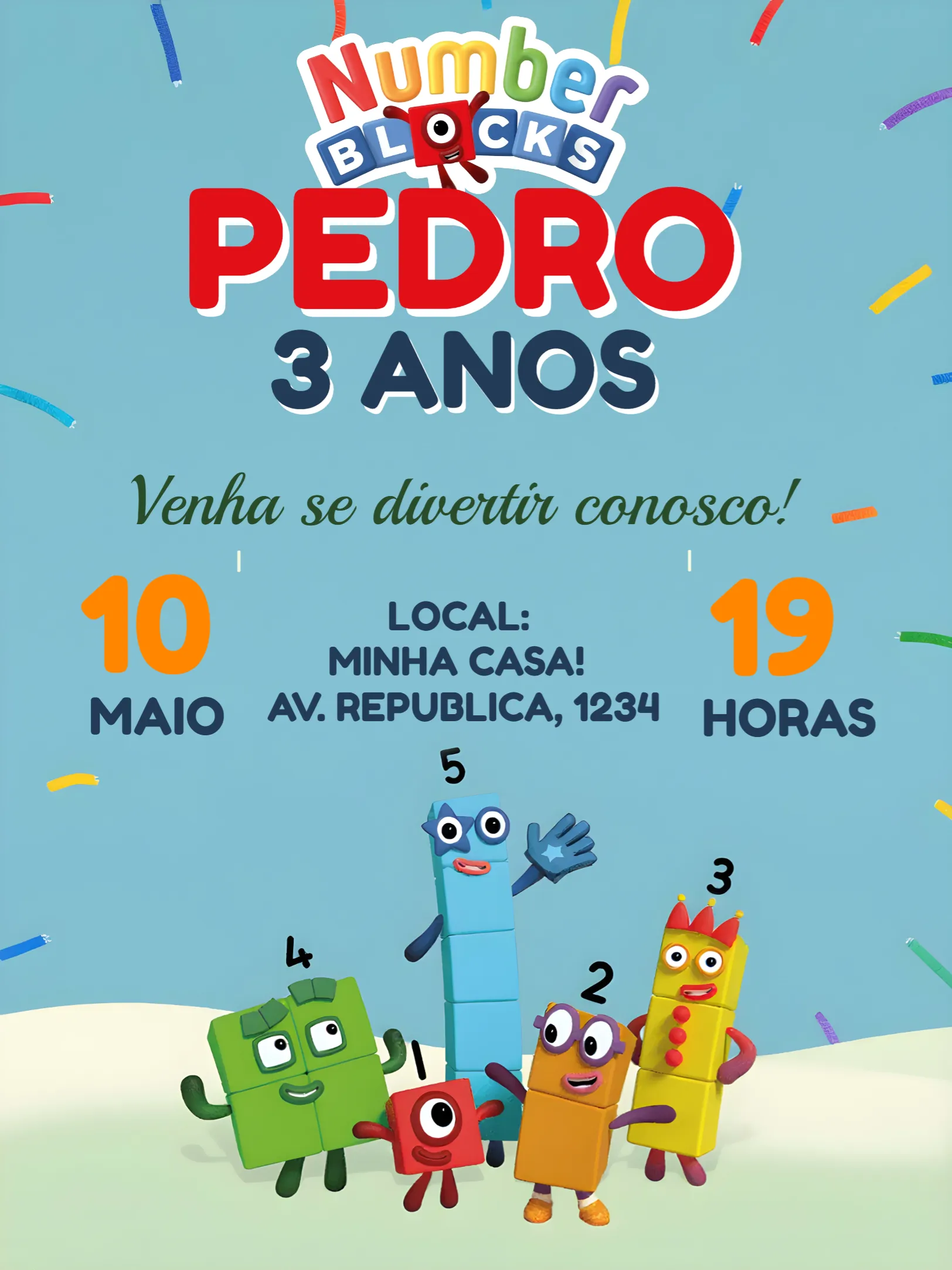Orange Numberblocks Digital Invitation - Top Searches | Convitede