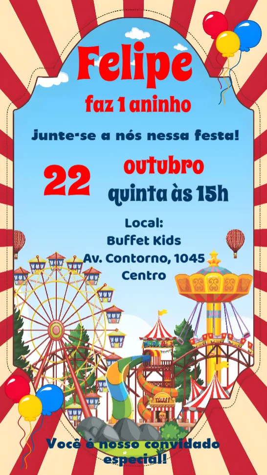 Convite Parque de Diverssão – Editar Online | Convitede