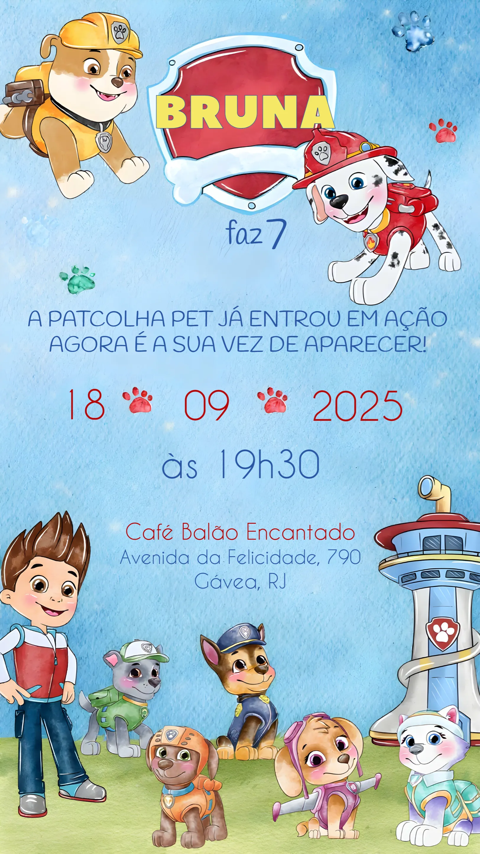 Free Patrulha Canina Com Foto Patrol | Editable Templates, Models ...