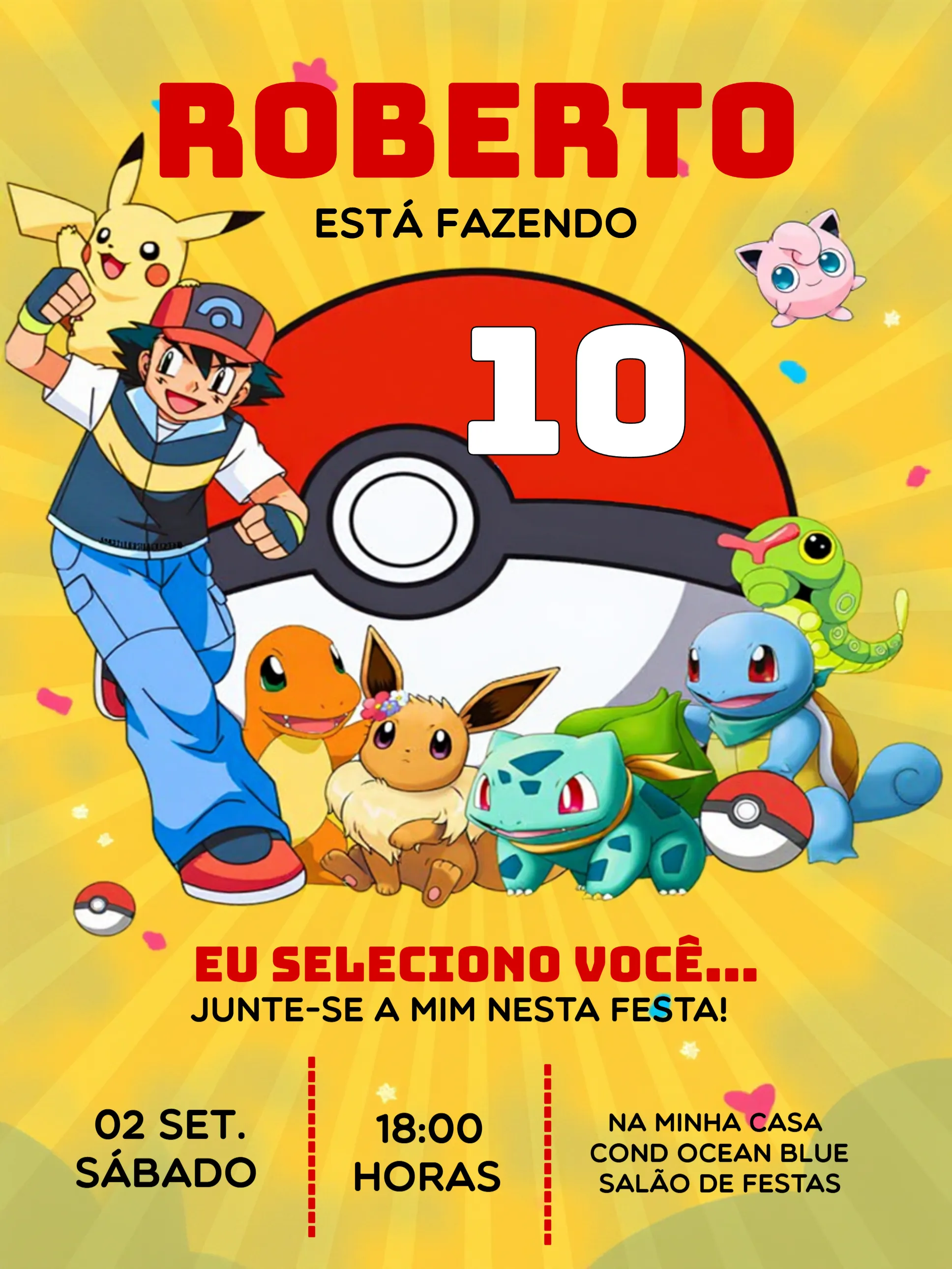 Invitacion De Pokemon Para Fiesta Grátis | Templates Editáveis, Modelos ...