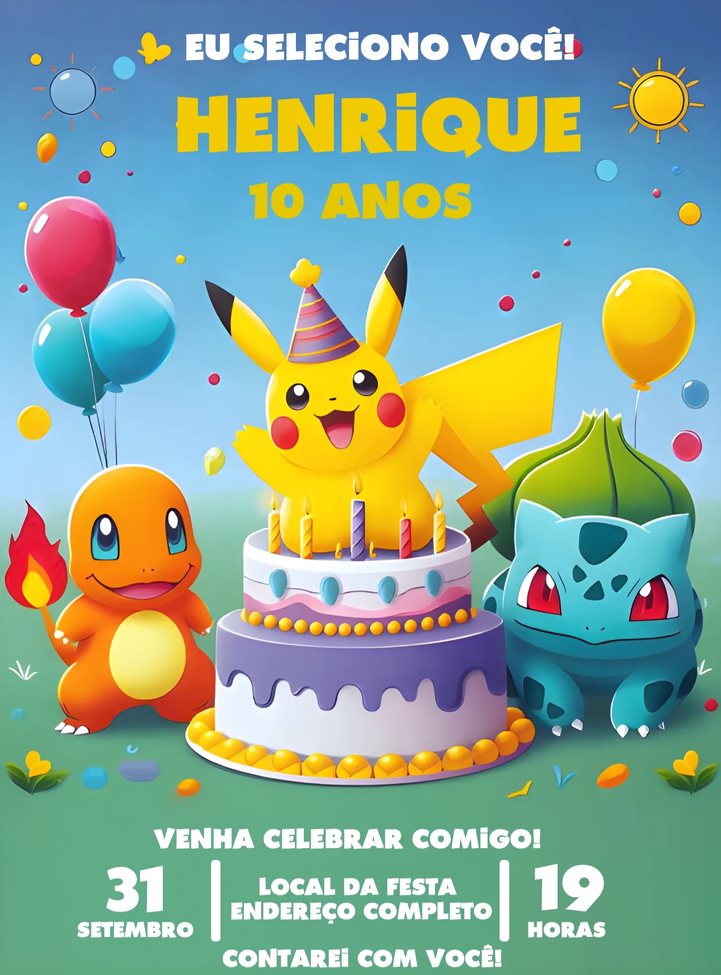 Modelo De Invitacion Pokemon Grátis | Templates Editáveis, Modelos e ...