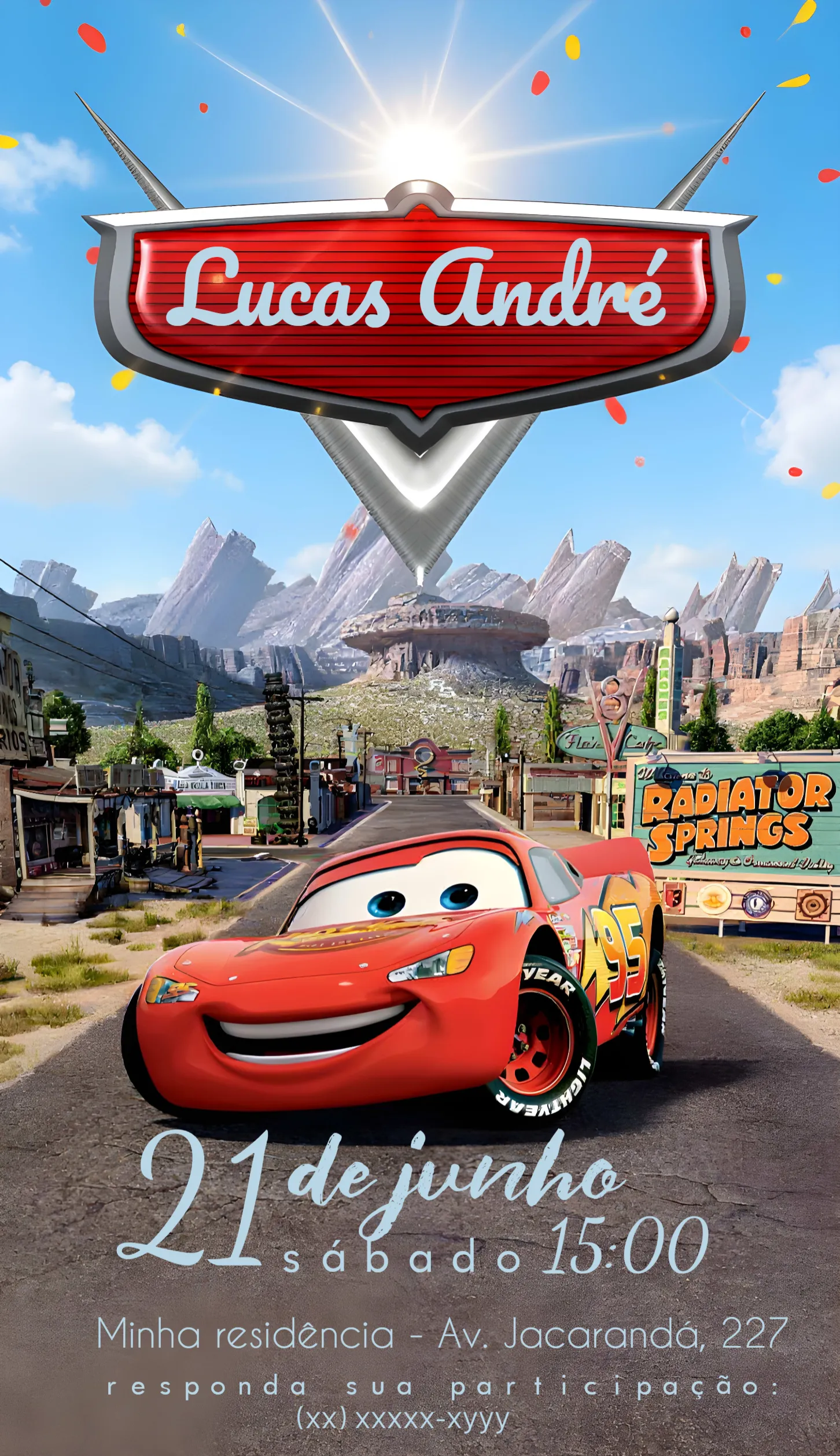 Digital Invitation Lightning McQueen - Top Searches | Convitede
