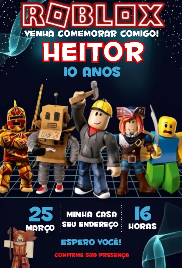 Convite Roblox 6 – Editar Online | Convitede