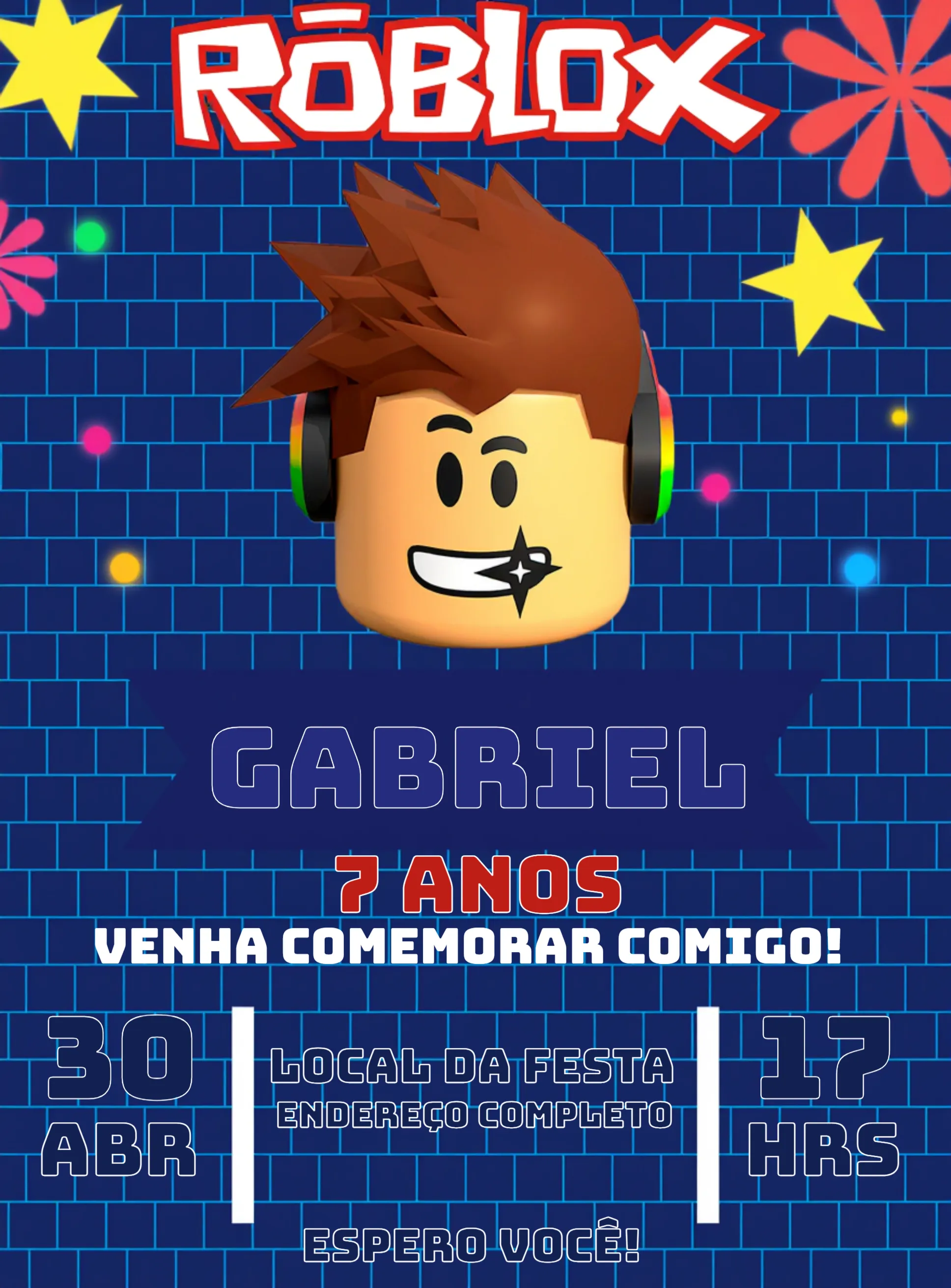 Convite Digital Roblox Azul - Mais Pesquisados | Convitede