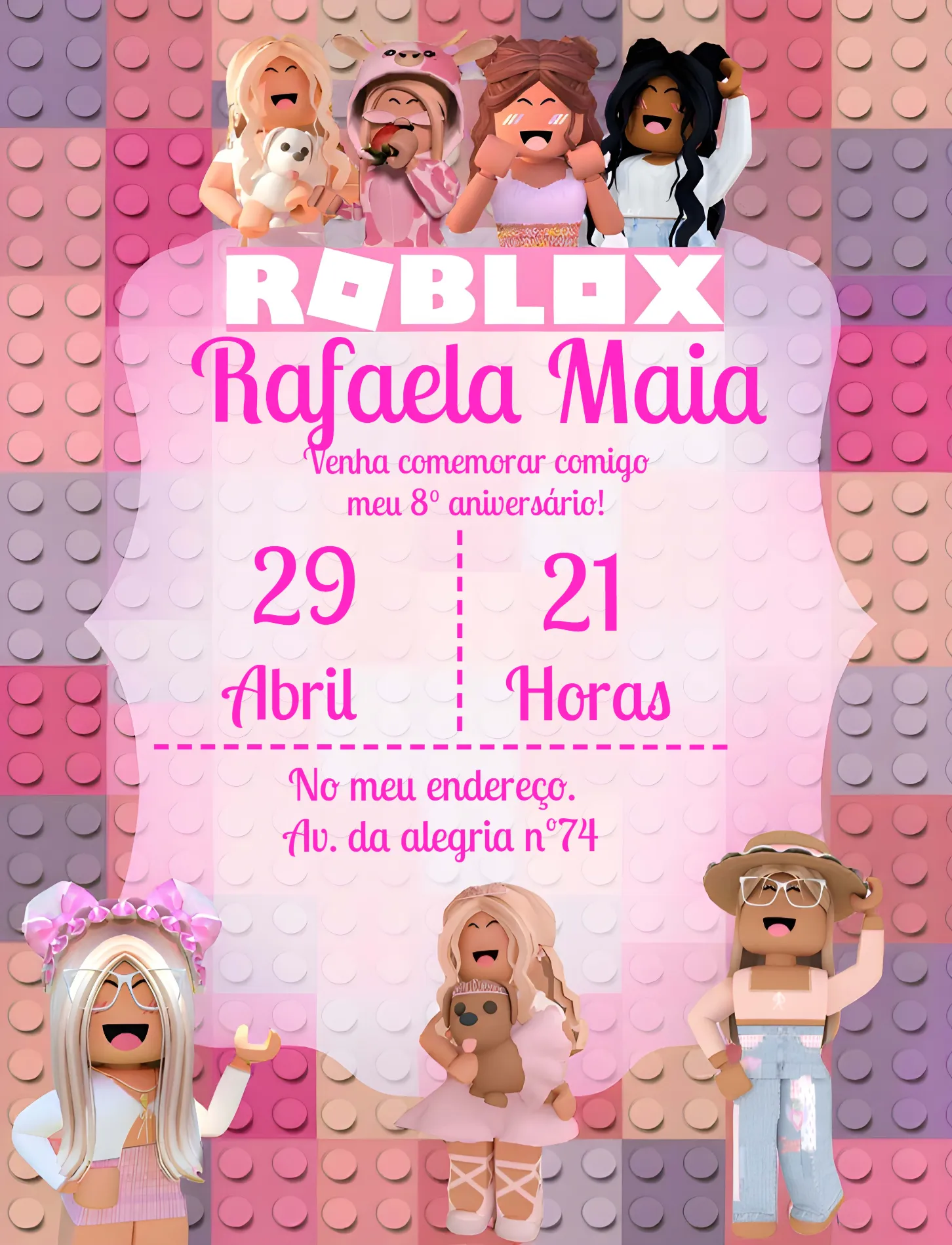 Invitación Digital Roblox Chica Juego - Más Buscados | Convitede