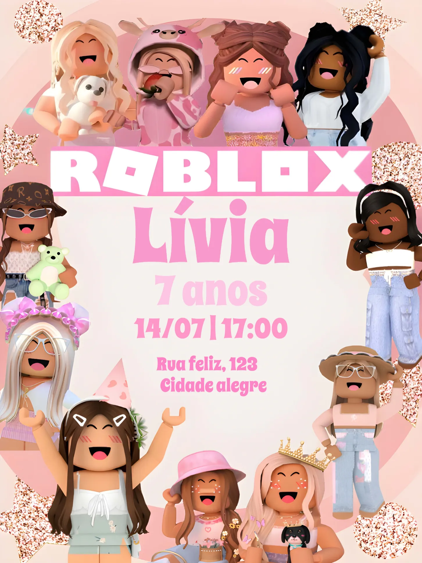 Invitación Digital Roblox Rosa - Más Buscados | Convitede
