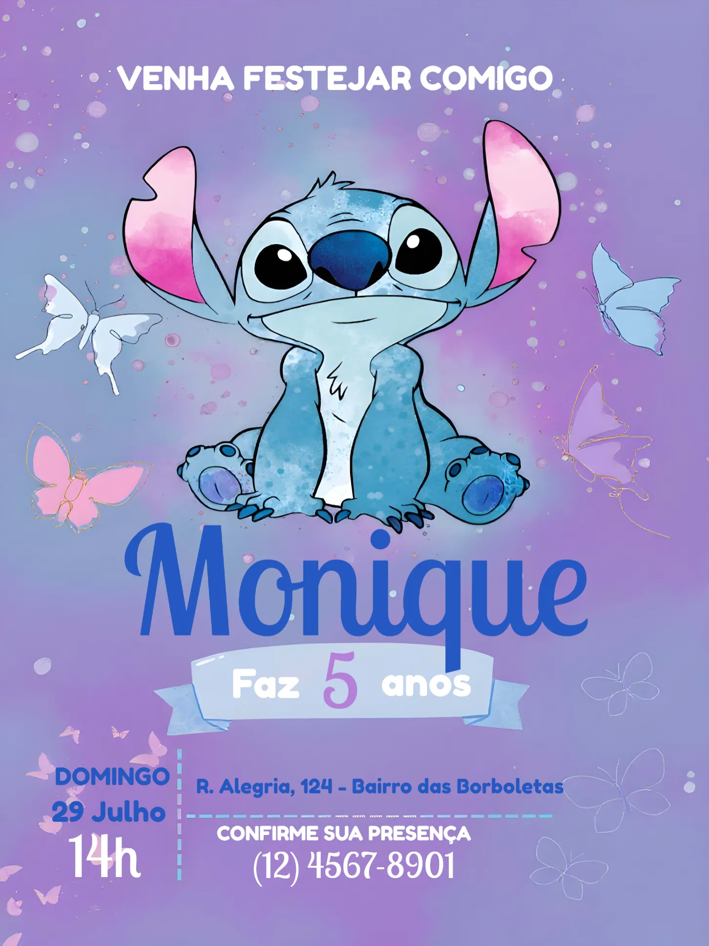 Digital Invitation Stitch Purple Butterflies - Top Searches | Convitede