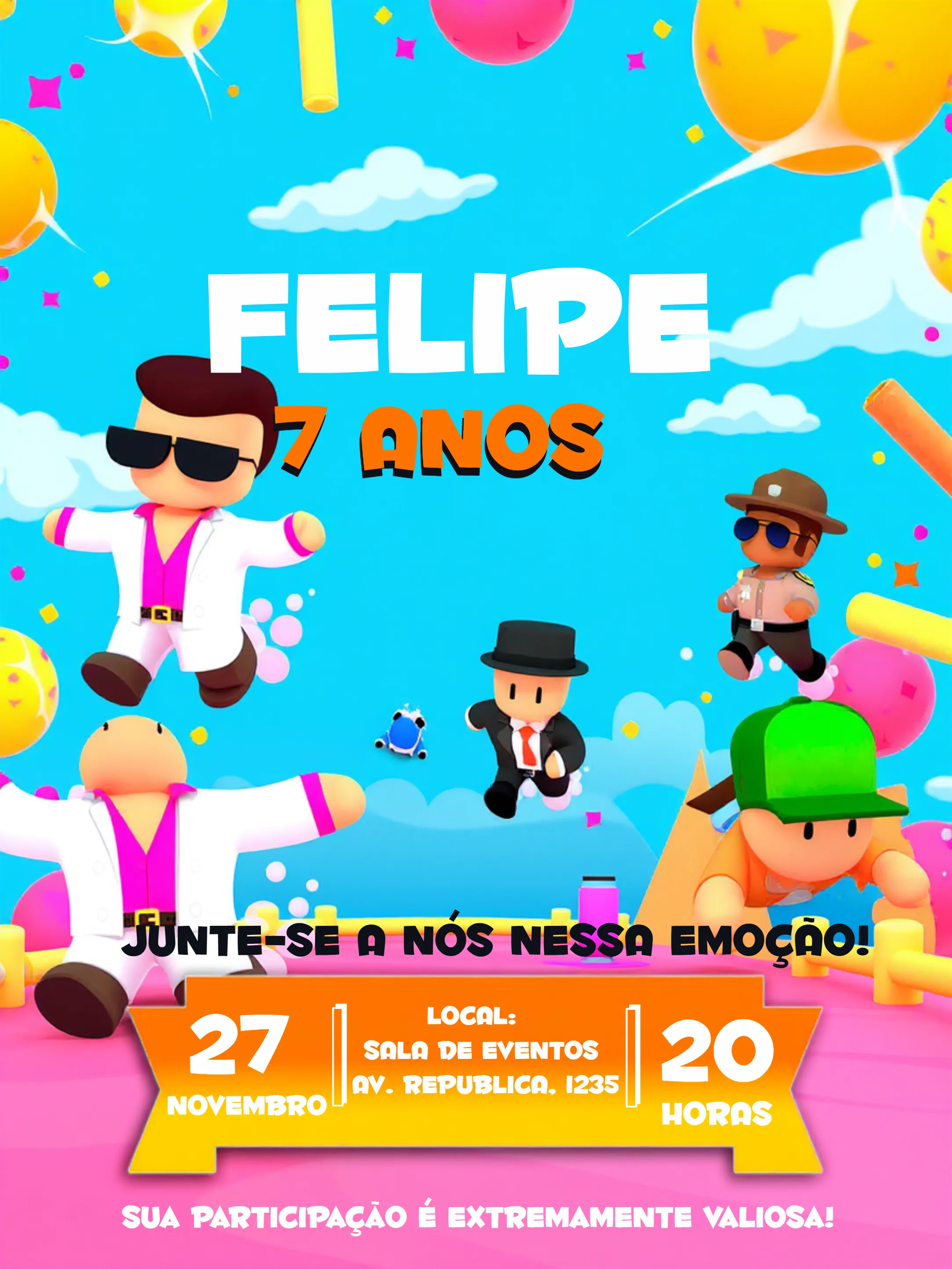 Digital Black Stumble Guys Invitation - Top Searches | Convitede