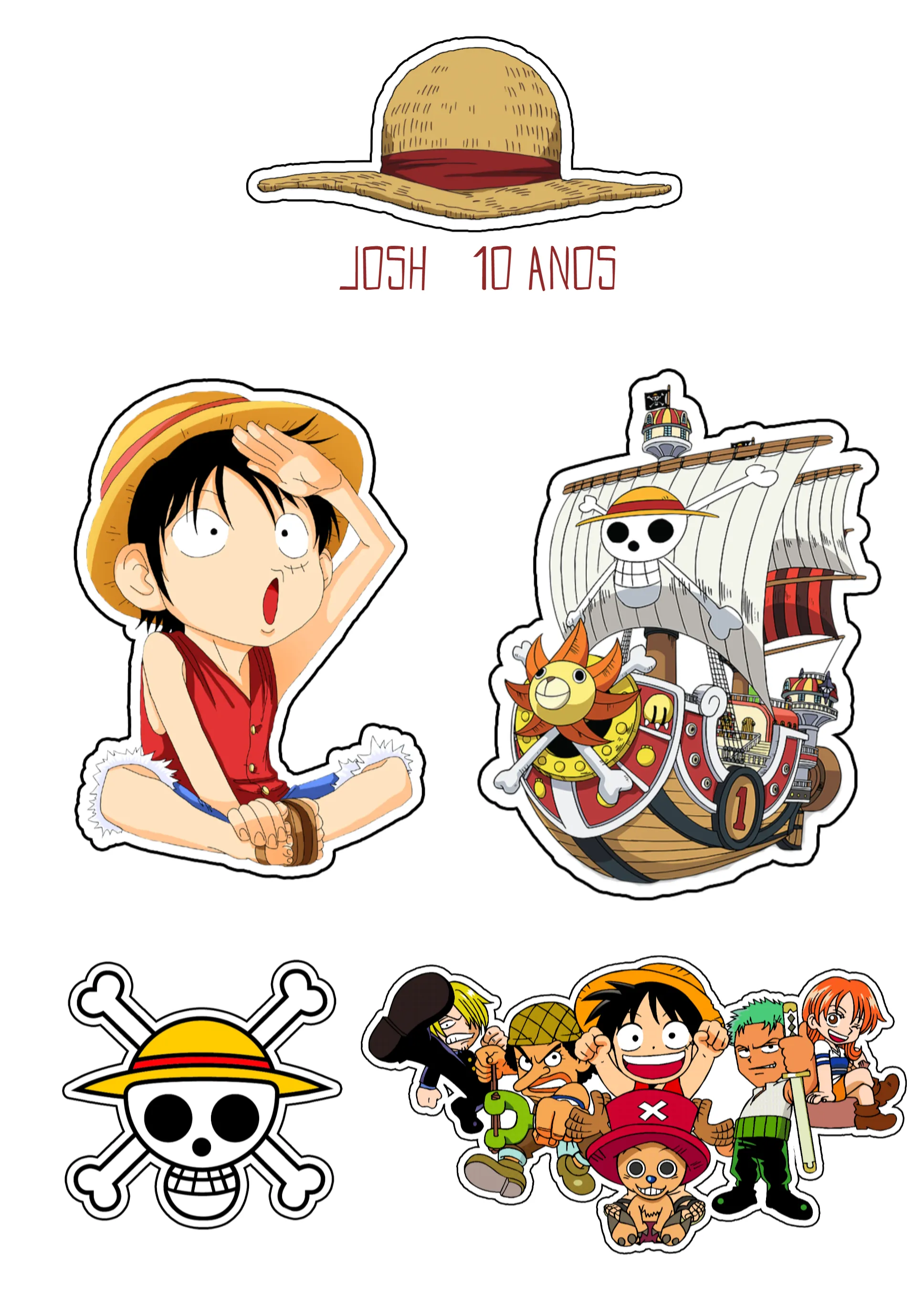 Topo De Bolo One Piece Monkey - Convite Digital Colorido