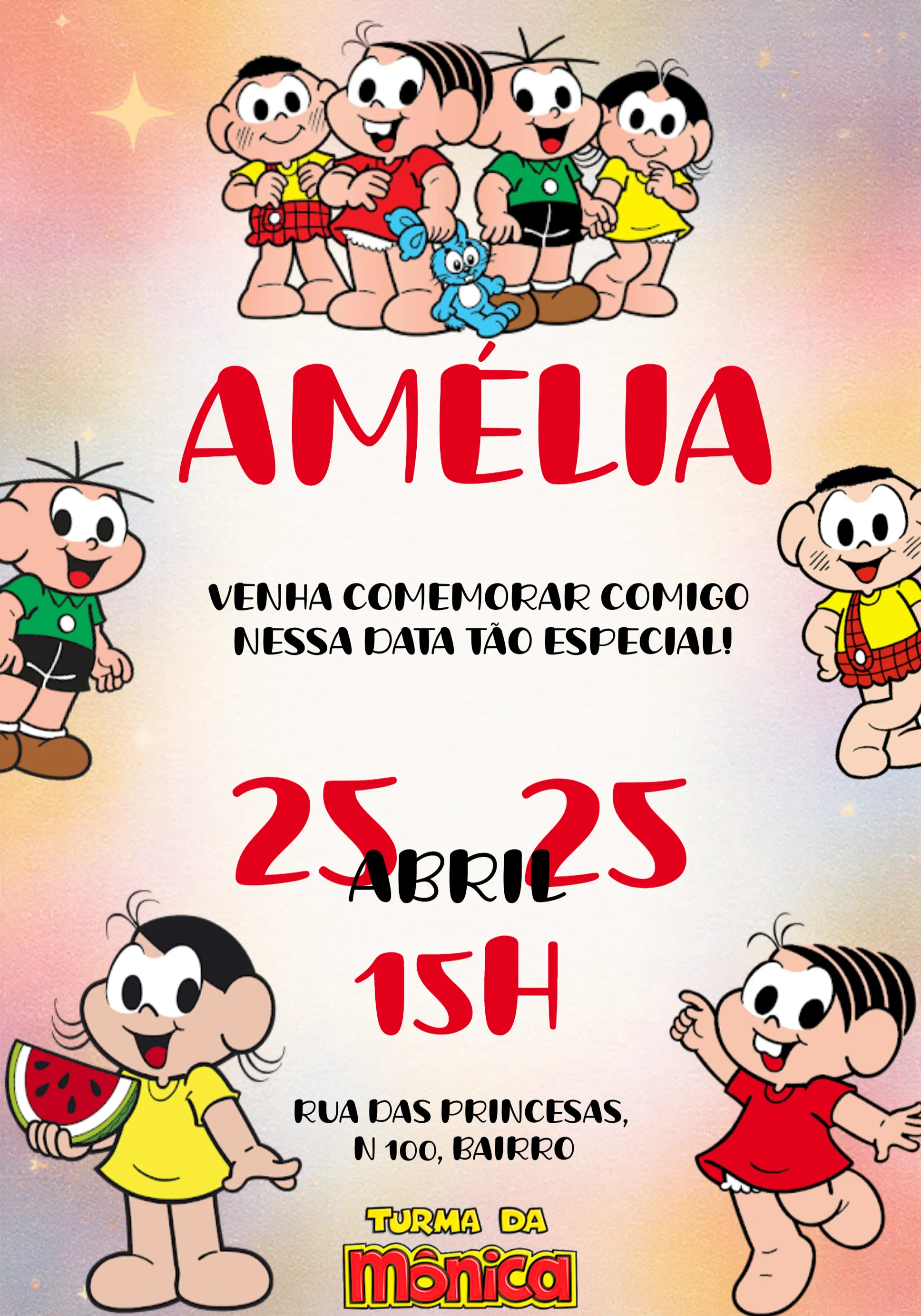 Convite Digital Turma Da Mônica Adesenho - Aniversário Infantil | Convitede
