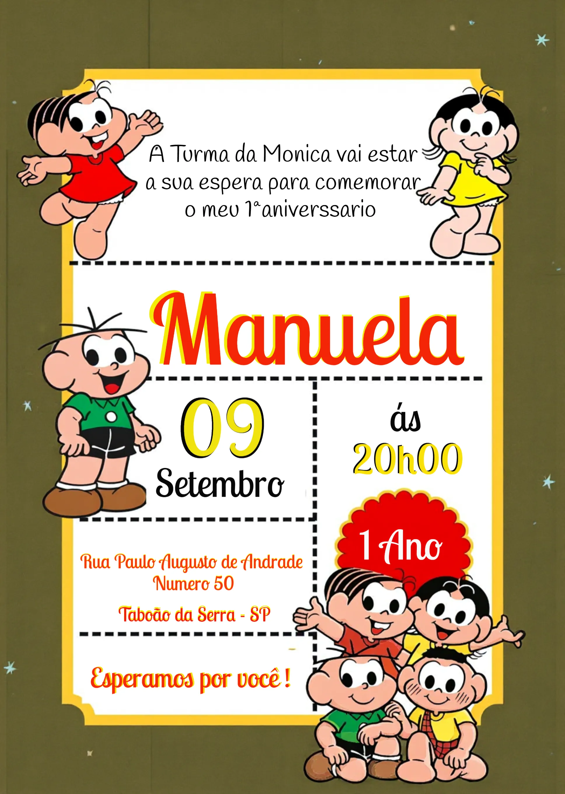 Convite Digital Turma Da Mônica Quadrinhos Cores - Aniversário Infantil ...