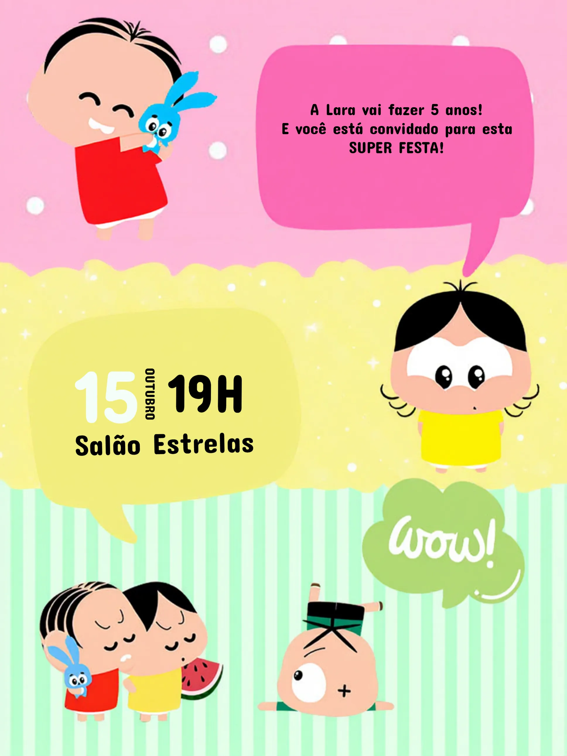 Invitación Digital Turma De La Mónica Toy Rosa - Cumpleaños Infantil ...