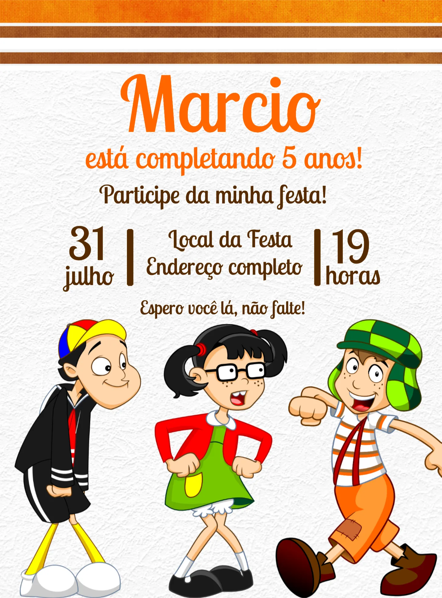 Convite Digital Turma Do Chaves Kiko - Aniversário Infantil