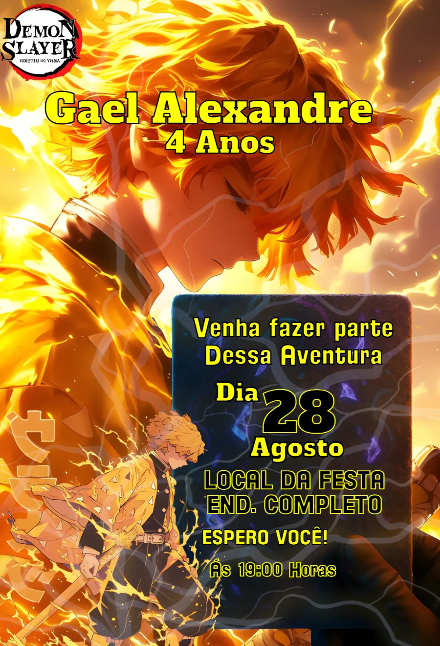 Invitación Digital Zenitsu Agatsuma - Cumpleaños Increíble | Convitede